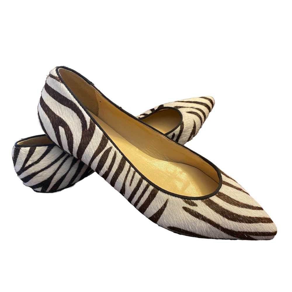 Talbots Zebra Print Calf Hair Pointy Toe Flats 8.5 - Gem
